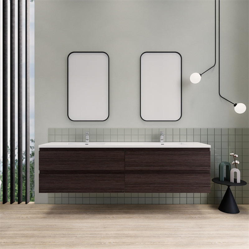 84" Double Sink Magpie Floating Vanity in Dark Grey Oak – Warehaus